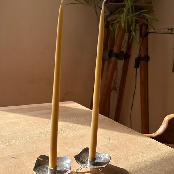 Set of Two Multi-shaped Spiral Beeswax Taper Candles | Hand Dipped ...