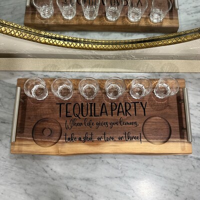 Personalized Tequila Flight Board, Tequila Gift Set, Personalized Live ...