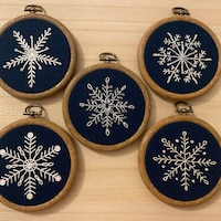 Five Snowflakes Christmas Embroidery Pattern Video Tutorial, Beginner Embroidery PDF Pattern ...