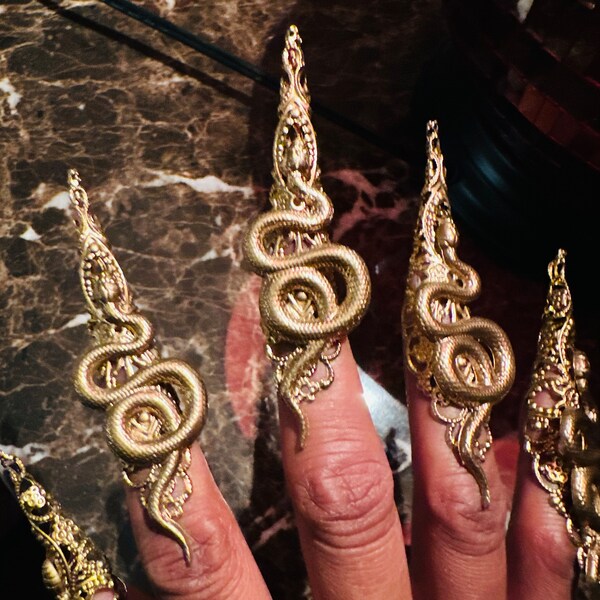 Medusa Claw Rings, Long Claws Set of 5, Witch Pagan Finger Claws, Snake ...