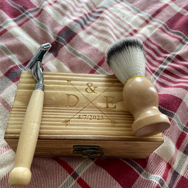 Personalized Razor With Wood Handle, Shaving Brush, Safety Razor for ...