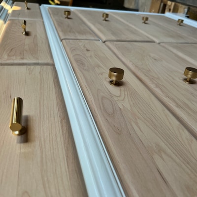 Fluted Brass Gold Cabinet Pulls and Drawer Handles, Brushed Gold Finish ...