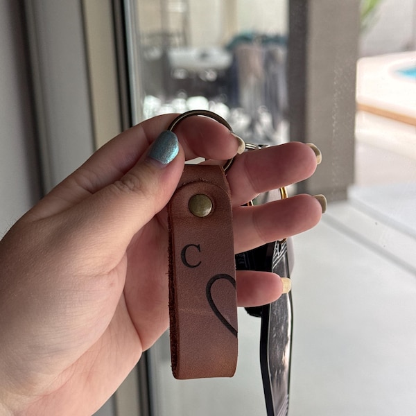 Personalized Leather Keychain, Custom Keychain for Men, Leather ...
