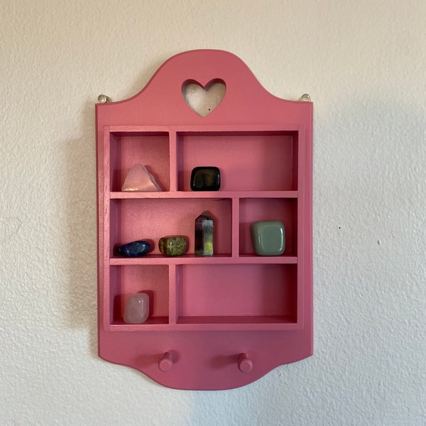 Rosy Pink Wood Shadow Box, Pink Wall Accent, Pink Wall Hanging Shelf ...