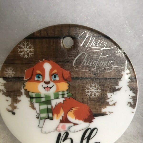 Cute Red Tricolor Aussie, Mini Aussie Christmas Ornament, Aussie First ...