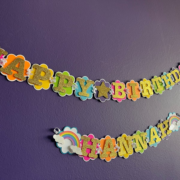 Rainbow Birthday Banner - Rainbow Birthday Decorations- Rainbow Themed ...
