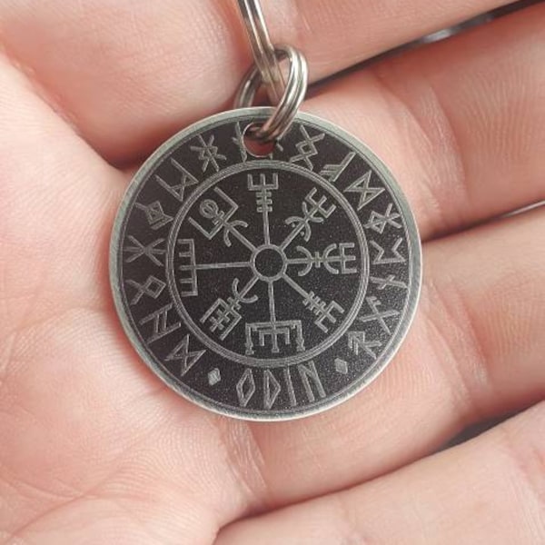 Nordic Viking Dog Tag, Norse Viking Runes Keyring, Tribal Celtic Aztec ...