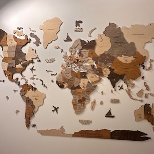 Wooden World Map Enjoy the Wood, Home Decor, World Map Wall Art, 5th ...