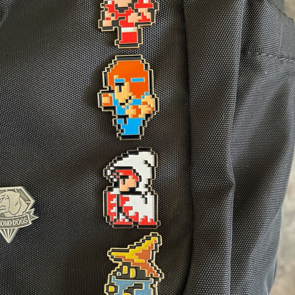 Retro 80s Final Fantasy 1 NES Inspired 8-bit Enamel Pin Red Mage Lapel ...