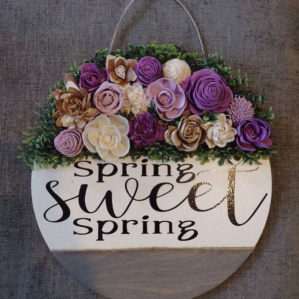 Personalized Wood Flower Door Sign With Name Handcrafted Welcome Sign ...