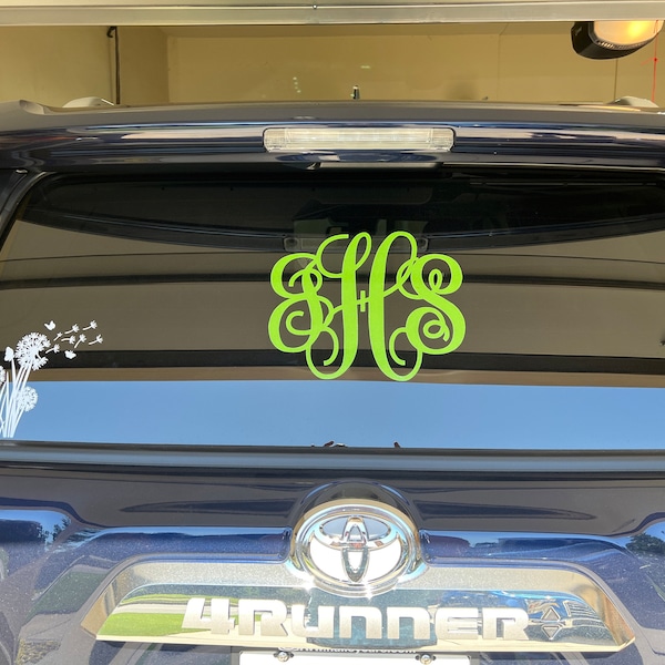 Glittery Custom Monogram Car Window Decal Vine Personalized Initials ...