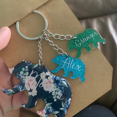 Mama Bear Keychain With Cubs - Etsy