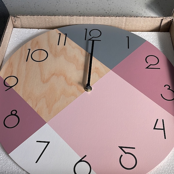 Scandi Wall Clock With Pastel Colors Minimalist Wooden Clock Pale ...