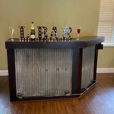 Custom Stained Rustic Bar - Etsy
