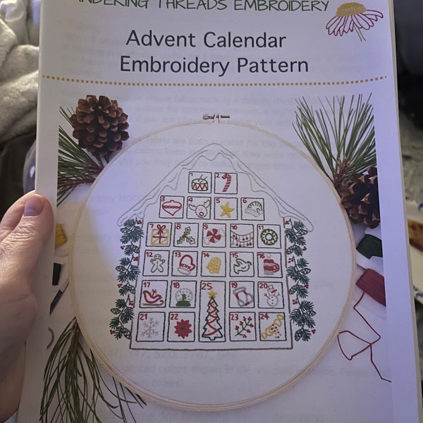 Advent Calendar Hand Embroidery Pattern, Stitch-a-day DIY Christmas ...