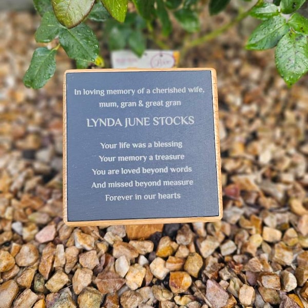 Wooden Memorial Post & Plaque With Engraved Slate Front, for Pets, Tree ...