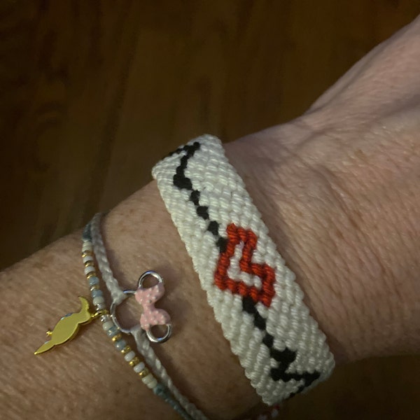 Customizable Tiny Heart Friendship Bracelet, Woven Mini Heart Bracelet ...