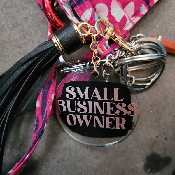READY TO SHIP Small Business Owner Keyring Acrylic Painted Back ...