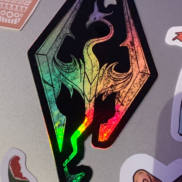 Elder Scrolls Skyrim Dragon Sticker Holographic Vinyl - Etsy