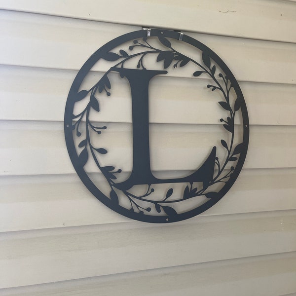 Metal Circle Letter Monogram With Vines Wall Monogram Sign Couples Gift ...