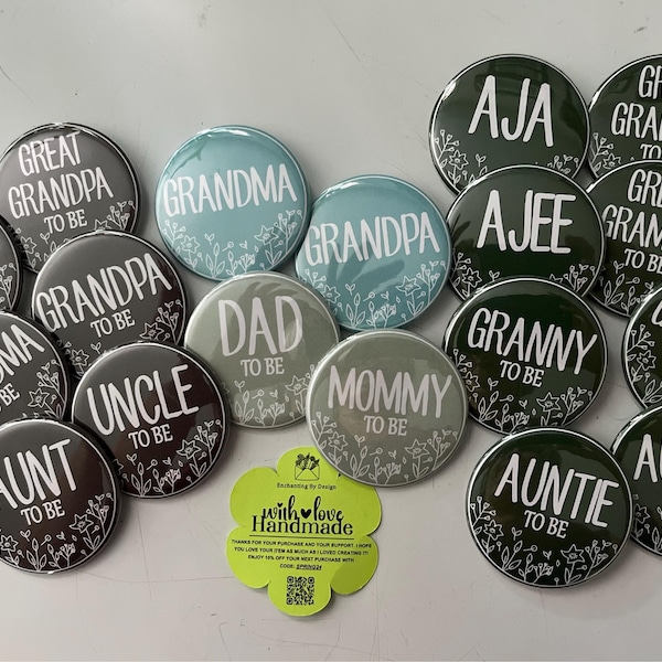 Baby Shower Pin-back Buttons - Mommy to Be Button - Daddy to Be Button ...
