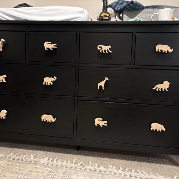 Safari Animal Dresser Knob for Nursery, Drawer Pull Handle for Kids Room. Giraffe Lion Elephant ...