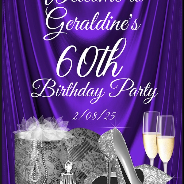 Tuxedo Birthday Welcome Sign: Blue & Silver, Black Tie Party (digital ...