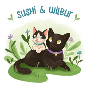 Custom Portrait of Pet and Owner in Cartoon Style, Cute Illustration ...