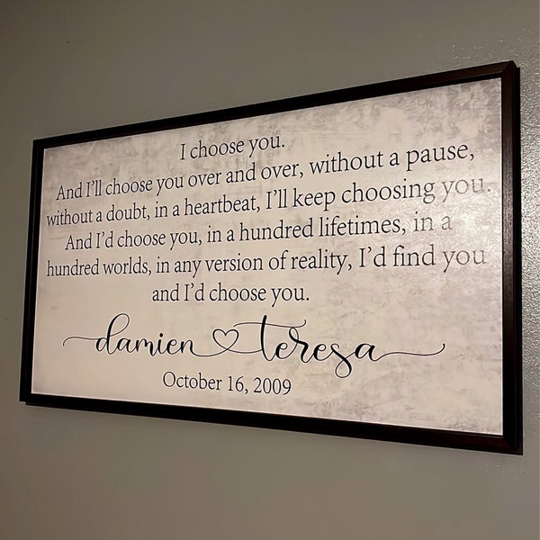 I Choose You Sign I'll Keep Choosing You Personalized Name Date Sign ...
