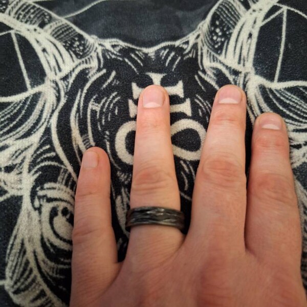 Black Iron Ring Band, Hand Forged Pagan Ring, Rustic Men's Women's Ring Band, 6th Anniversary ...