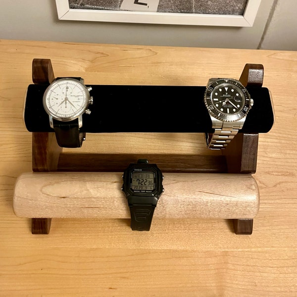 Two-tier Wood Watch Stand: Adjustable 8-watch Display, Handmade in USA ...