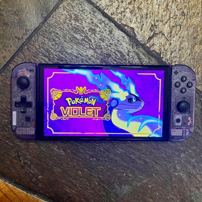 New Custom Nintendo Switch Clear Atomic Purple D-pad Joy-con Controller ...