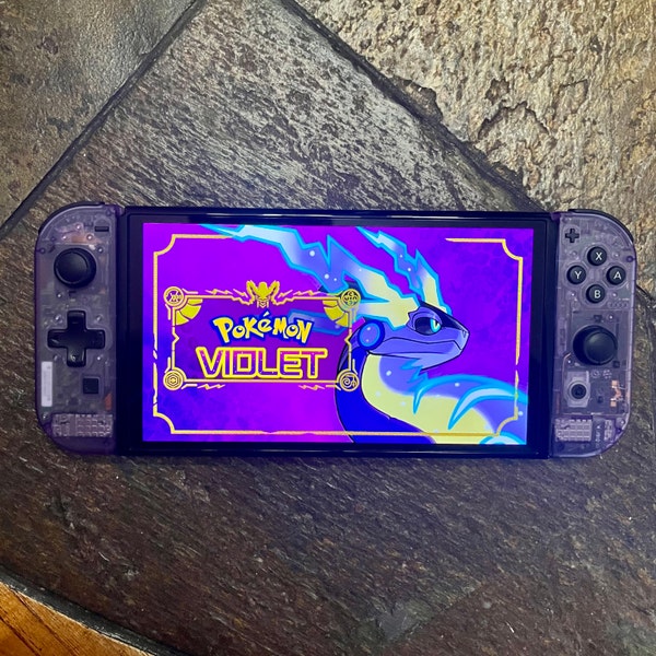 New Custom Nintendo Switch Clear Atomic Purple D-pad Joy-con Controller ...