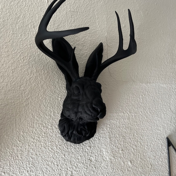 Jackalope Head Wall Art | 3D Printed Jackalope Mount Home Decor - Etsy UK
