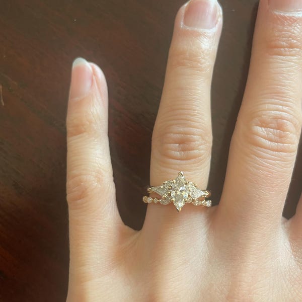 1.94 CT Portuguese Cut Colorless Moissanite Wedding Ring, Unique ...