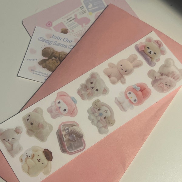 Plushie Land Sticker Sheet - Cute Korean Stationery, Kpop Desk Deco ...