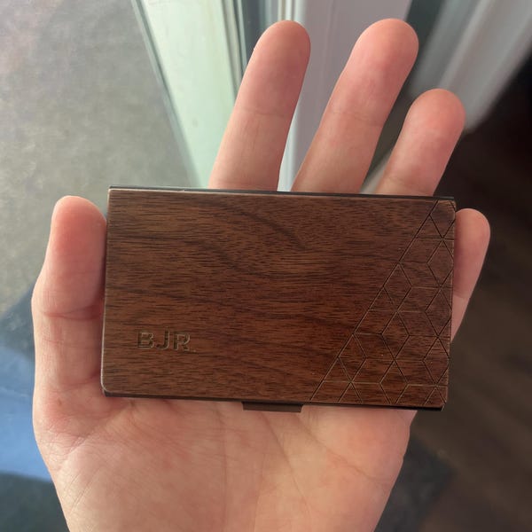 Personalized Walnut Wood Business Card Holder: Laser Engraved Corporate ...