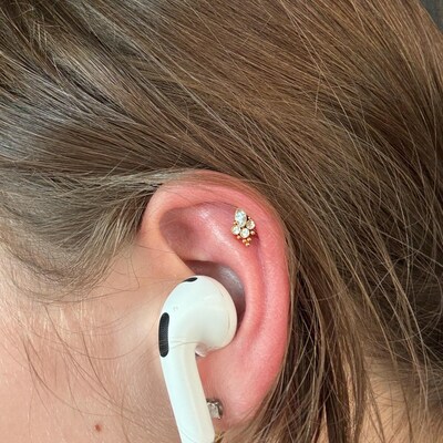 Angel Wings Piercing single Mix Marquise Cz Piercing, 925 Sterling ...