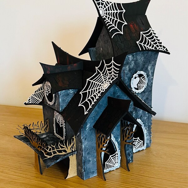 Halloween Laser Cut Files Haunted House Mansion 3D Glowforge SVG DXF ...