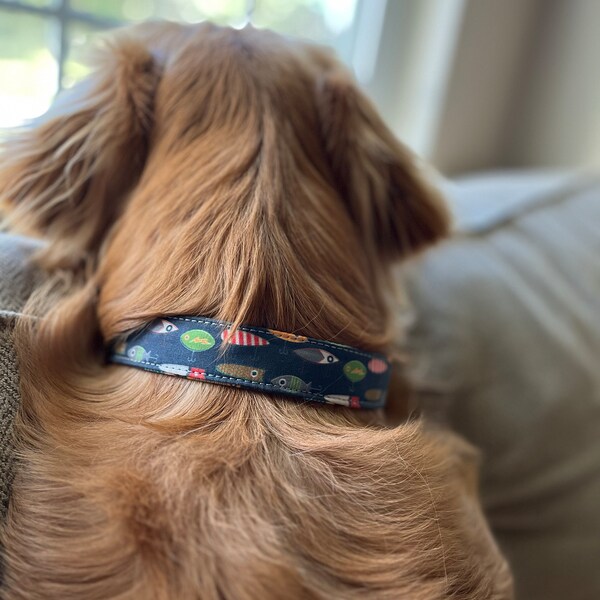 Dog Collar, Embroidered Dog Collar, Personalized Dog Collar, Fish Dog ...
