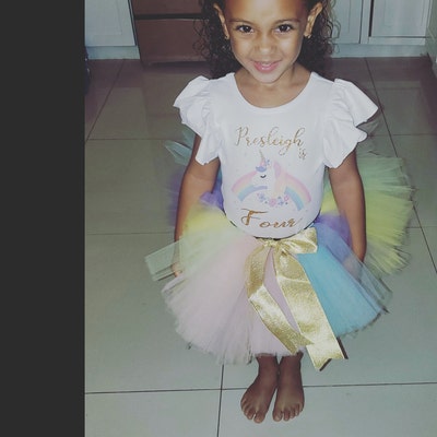 Unicorn Birthday Outfit, Unicorn Headband, Unicorn Rainbow Tutu Set ...