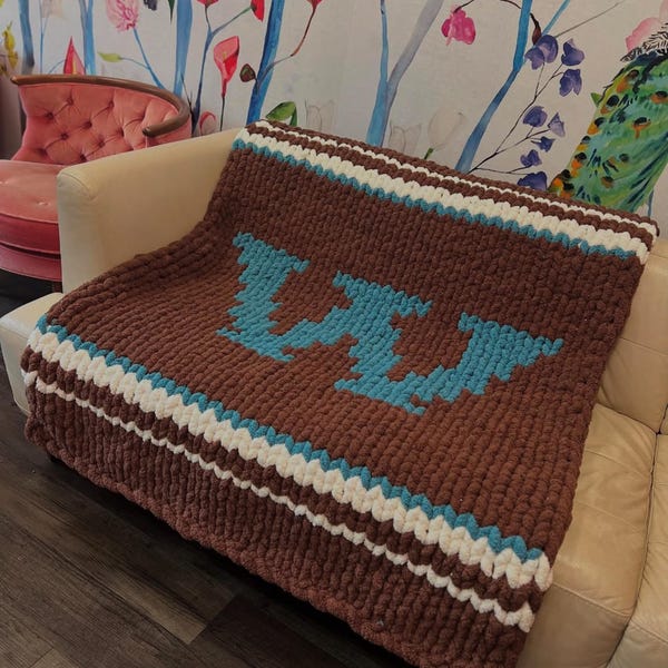 Fisherman With Bass - Finger Knitting / Chunky Knit Blanket Pattern - Etsy