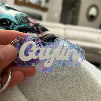 Personalized Name Keychain Cute Dots Acrylic Keyring - Etsy