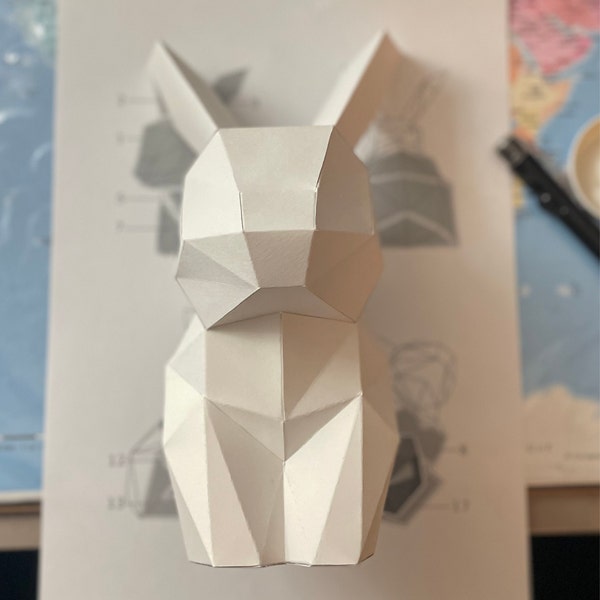 Rabbit Paper Model , Bunny Paper Model ,papercraft , DIY , Low Poly ...