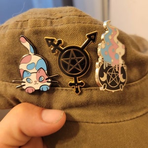 Trans Witch Cauldron Pin Enamel Lapel Pin Non-binary Genderqueer ...