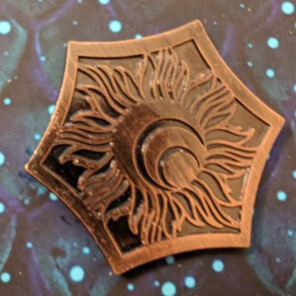 Solid Metal D2 Coin Featuring an a Sun Theme and a Moon Theme | Aged ...