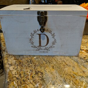 White Rustic Wooden card box Personalized Lockable card box | Etsy