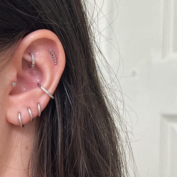 16G/18G/20G Paved Cartilage Conch Clicker Hoops • CZ Hinged Clicker ...