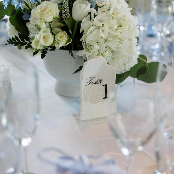 Daylight Marble Table Numbers | Wedding Signs | Event Signs | Custom ...