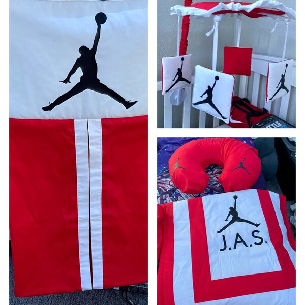 Michael Jordan NBA Basketball Custom Made 4pc Crib Bedding/ Toddler Set ...